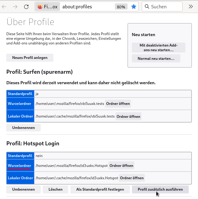Firefox Profile Verwalten